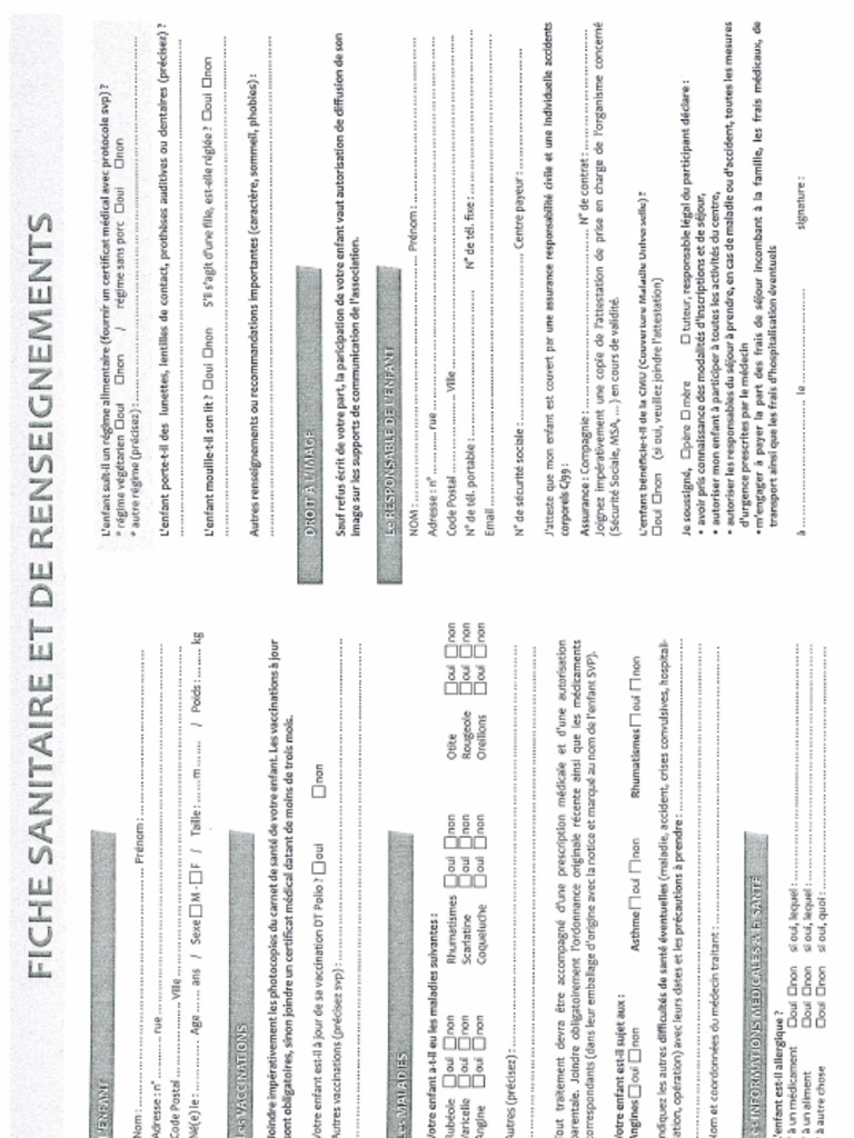 Fiche Sanitaire | PDF