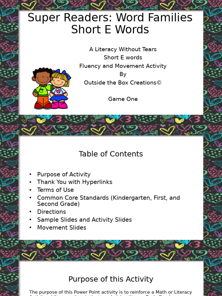 Super Readers: Word Families Short E Words | PDF | Syllable | Phonics