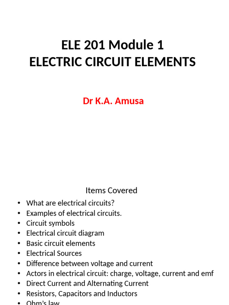 ELE 201_Module 1 | PDF | Electrical Network | Voltage