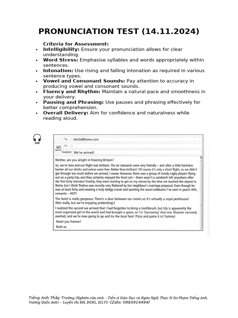 Pronunciation Test 112024 | PDF