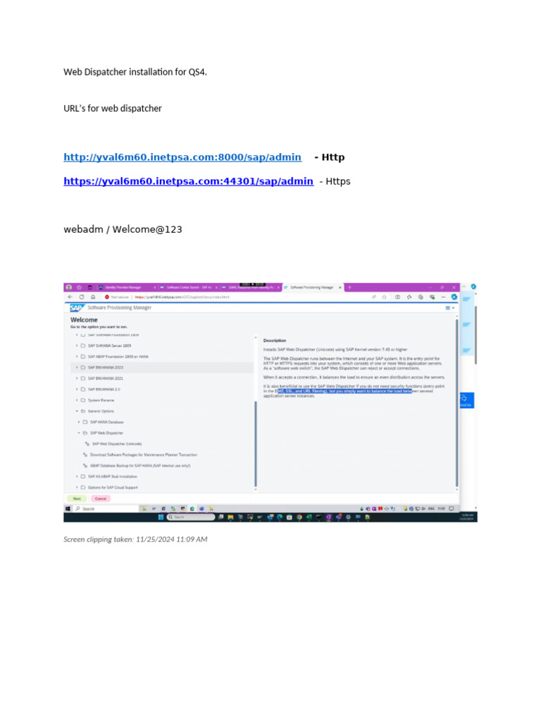Web Dispatcher Installation For QS4 | PDF