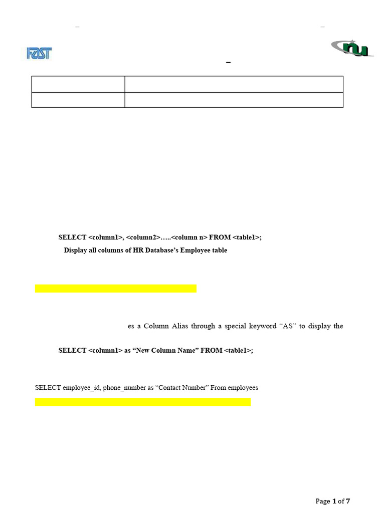 Lab Manual 2 | PDF | Table (Database) | Computer Programming Lab Manual 2 | PDF | Table (Database) | Computer Programming