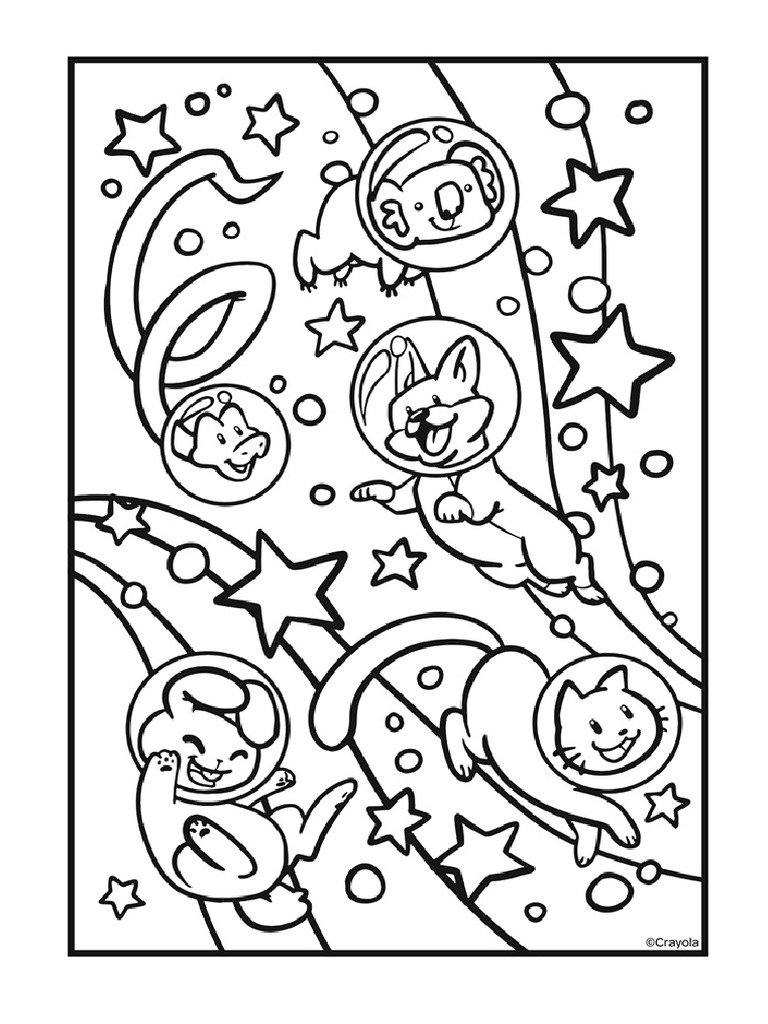 Cosmic Cats Galaxy Fun Coloring Page | PDF