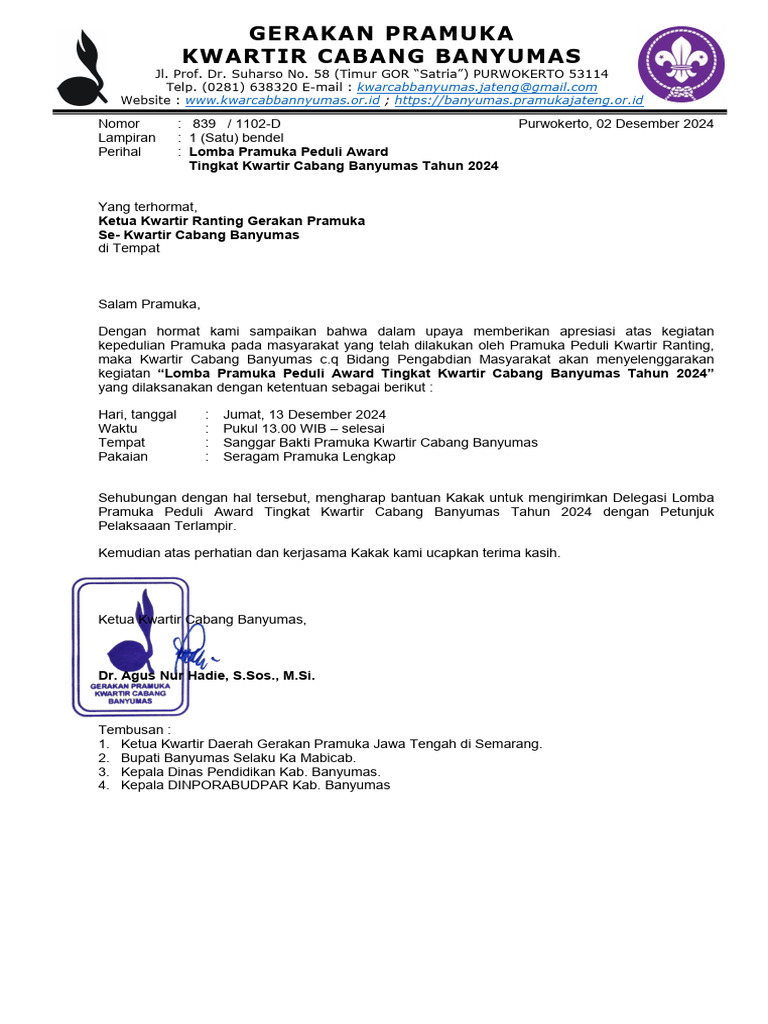 Surat Edaran Pramuka Peduli Award-Edited | PDF