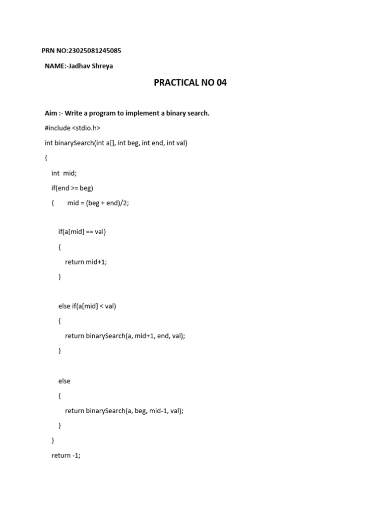 Binary Search Program Guide | PDF