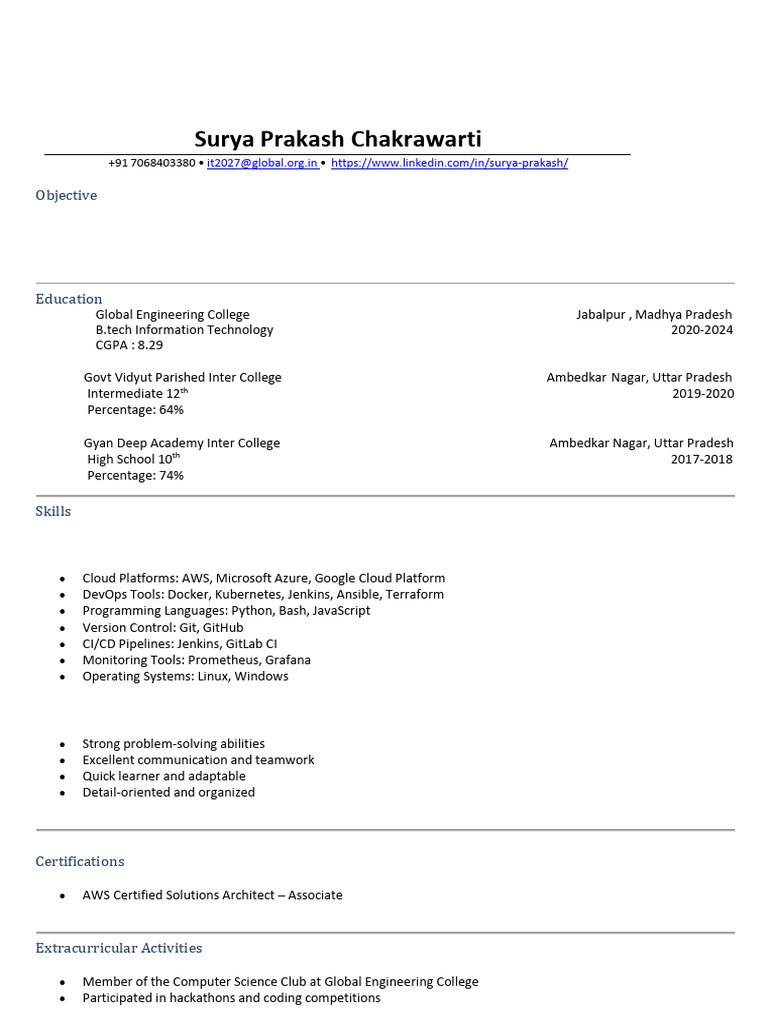 Surya Prakash Resume | PDF