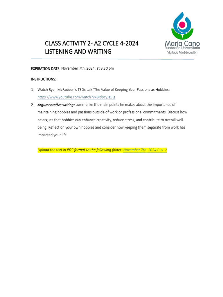 Class Activity 2 - A2 Cycle 4-2024 A2.3 | PDF