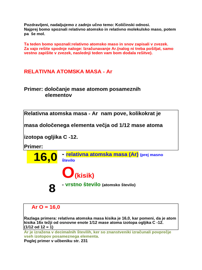 Relativna Atomska Masa | PDF