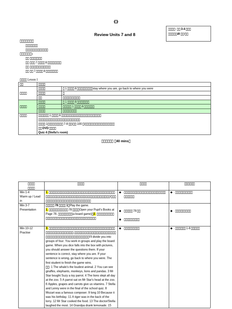 Review Units 7 and 8 Book 4 | PDF