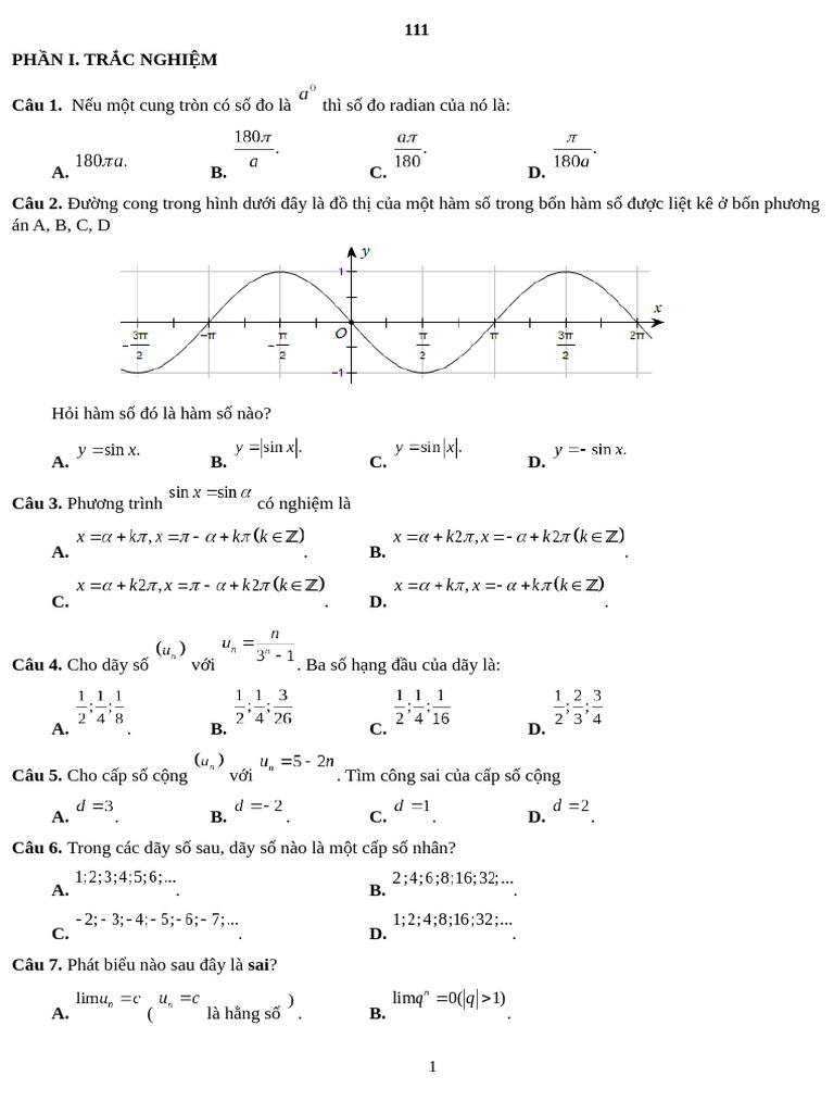TAI LIEU ON TAP HKI - TOAN 11.final | PDF