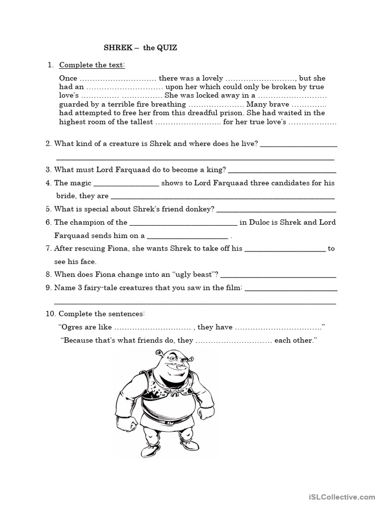 Shrek 1 Worksheet | PDF