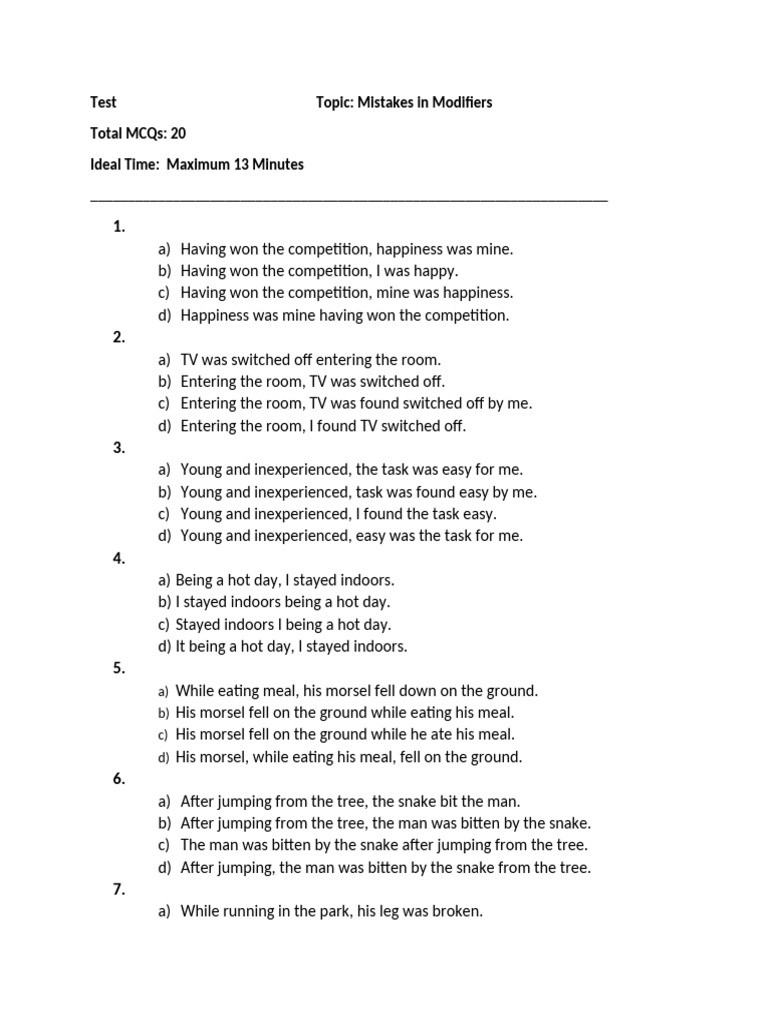 Test 08 Modifier | PDF