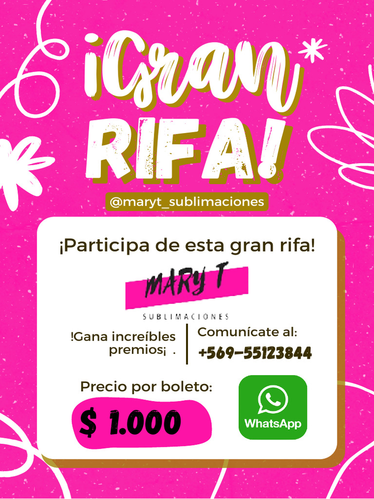 Volante Vertical Rifa Anuncio Llamativo Amarillo | PDF