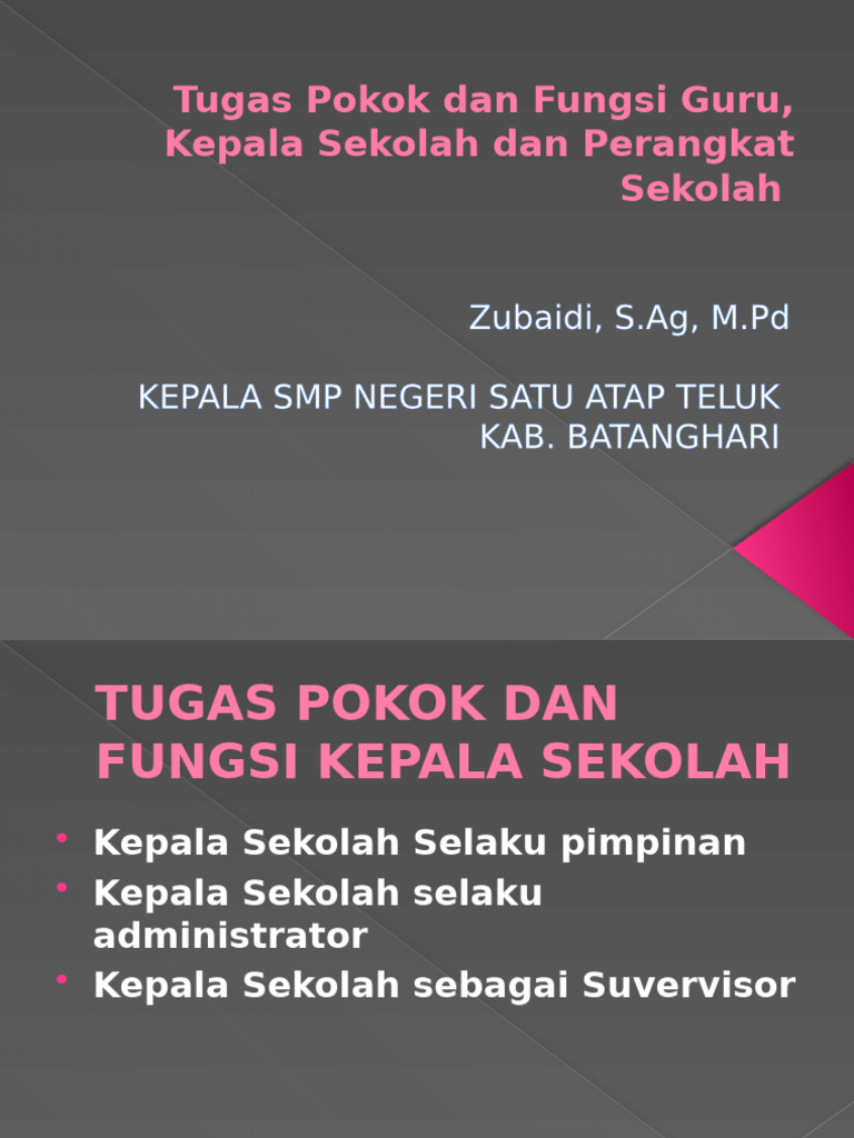 Power Point Tupoksi Kepala Sekolah | PDF