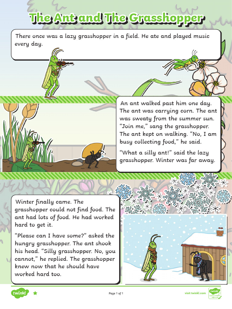 t l 53271 the Ant and the Grasshopper Differentiated Reading ...
