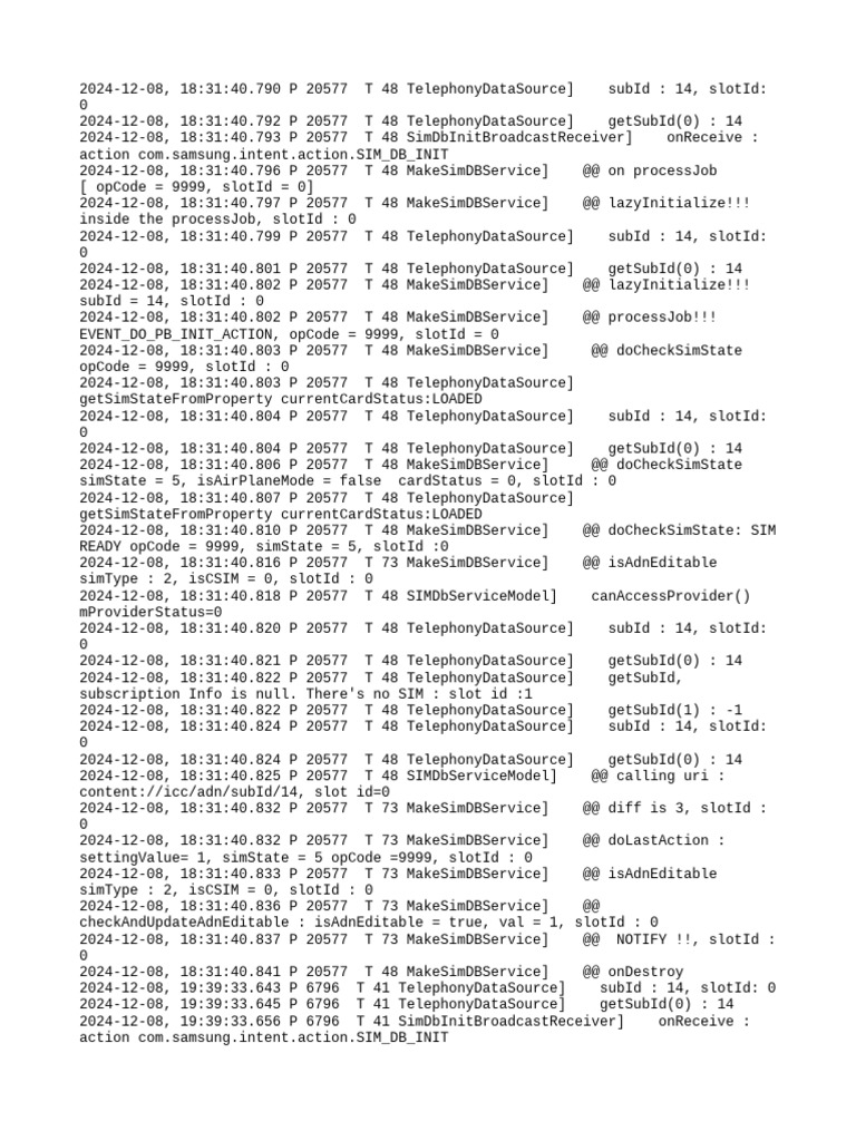 SIM Database Initialization Logs | PDF | Databases | Data Management