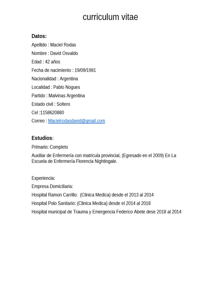 Cv de David Maciel (1) | PDF