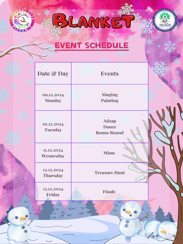 BLANKET Event Schedule | PDF