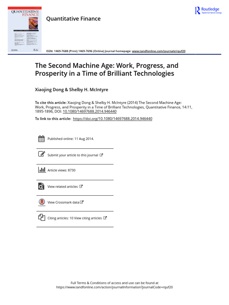 The Second Machine Age Work Progress and Prosperity in a Time of ...