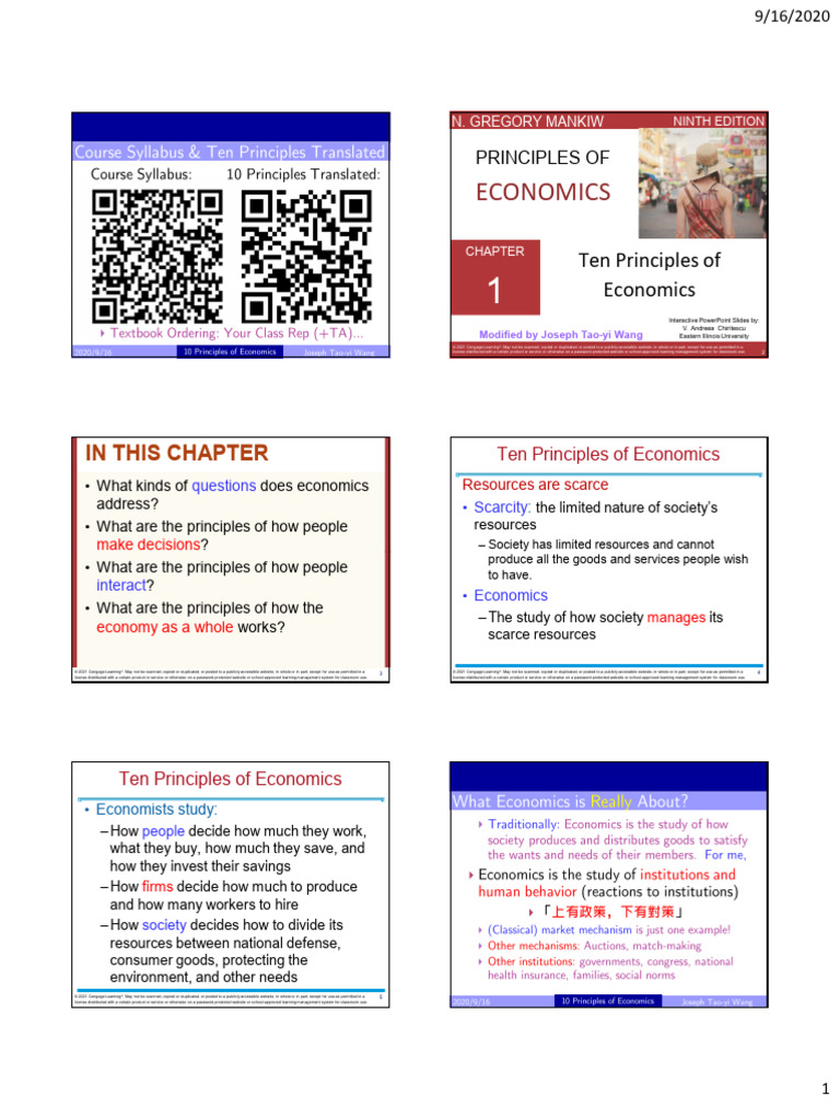 Principles 20F Lecture1a | PDF | Market (Economics) | Economics