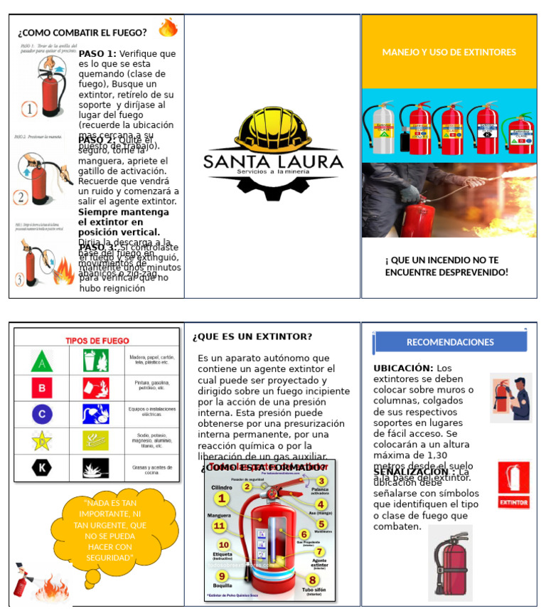 Triptico Manejo de Extintores | PDF | Incendios | Peligros