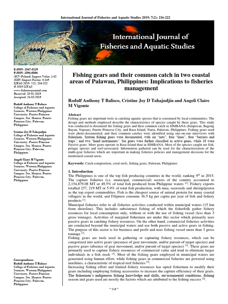Fishing Gears and Catch in Palawan | PDF | Fishery | Marine Biology
