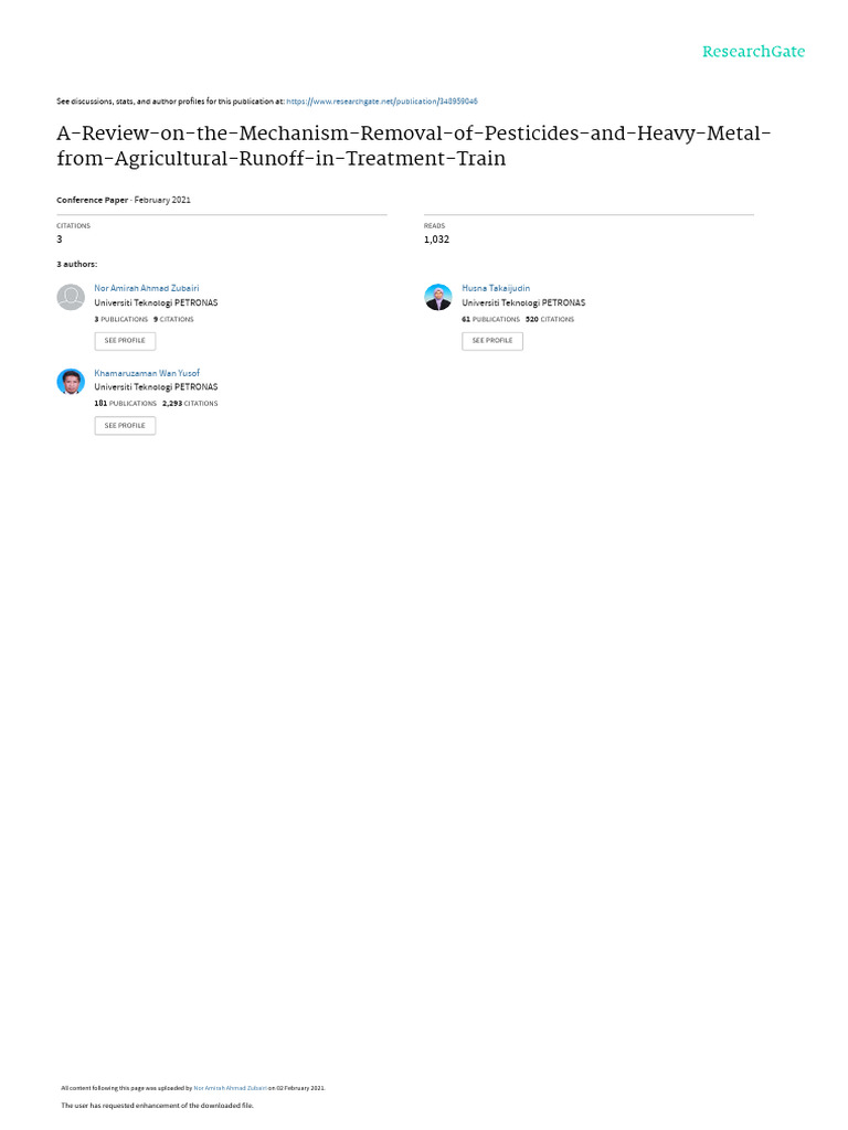 A Review On The Mechanism Removal of Pesticides and Heavy Metal From ...