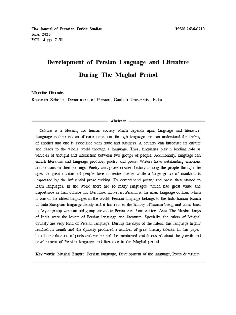 Development of Persian Language and Lite | PDF | Mughal Empire