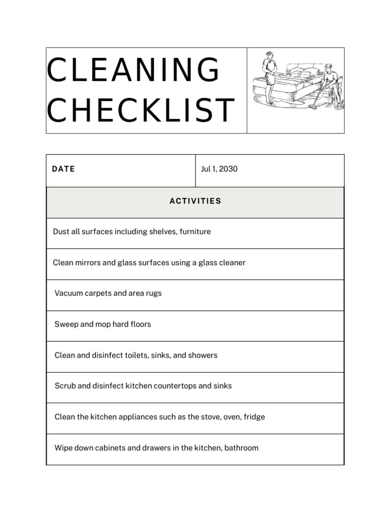 Cleaning Checklist Sample | PDF
