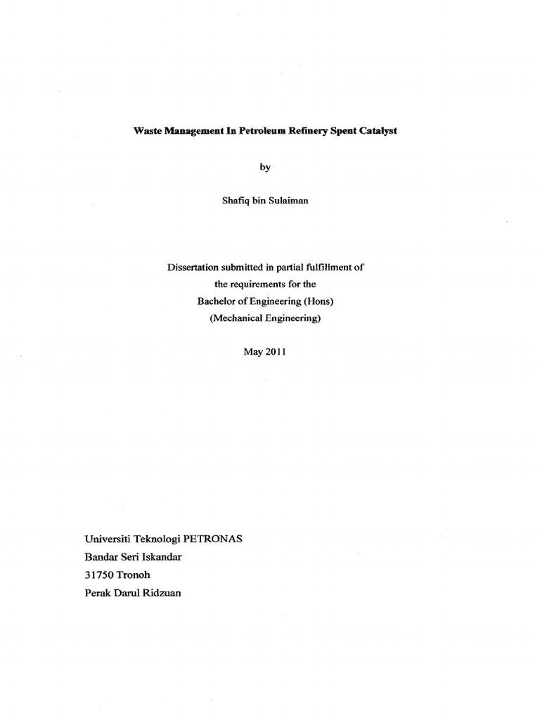 Waste Management In Petroleum Refinery Spent Catalyst | PDF | Sodium ...