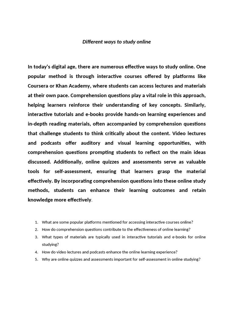 Different Ways To Study Online Unit 3 | PDF