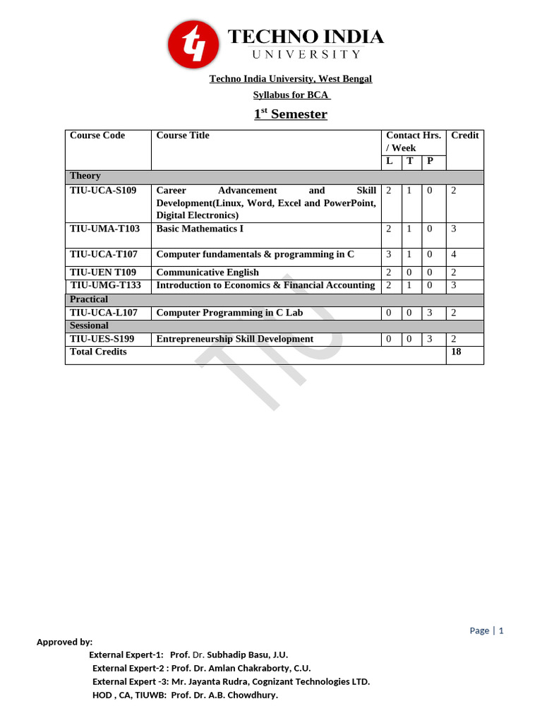 BCA Syllabus Overview at Techno India | PDF | Pointer (Computer ...