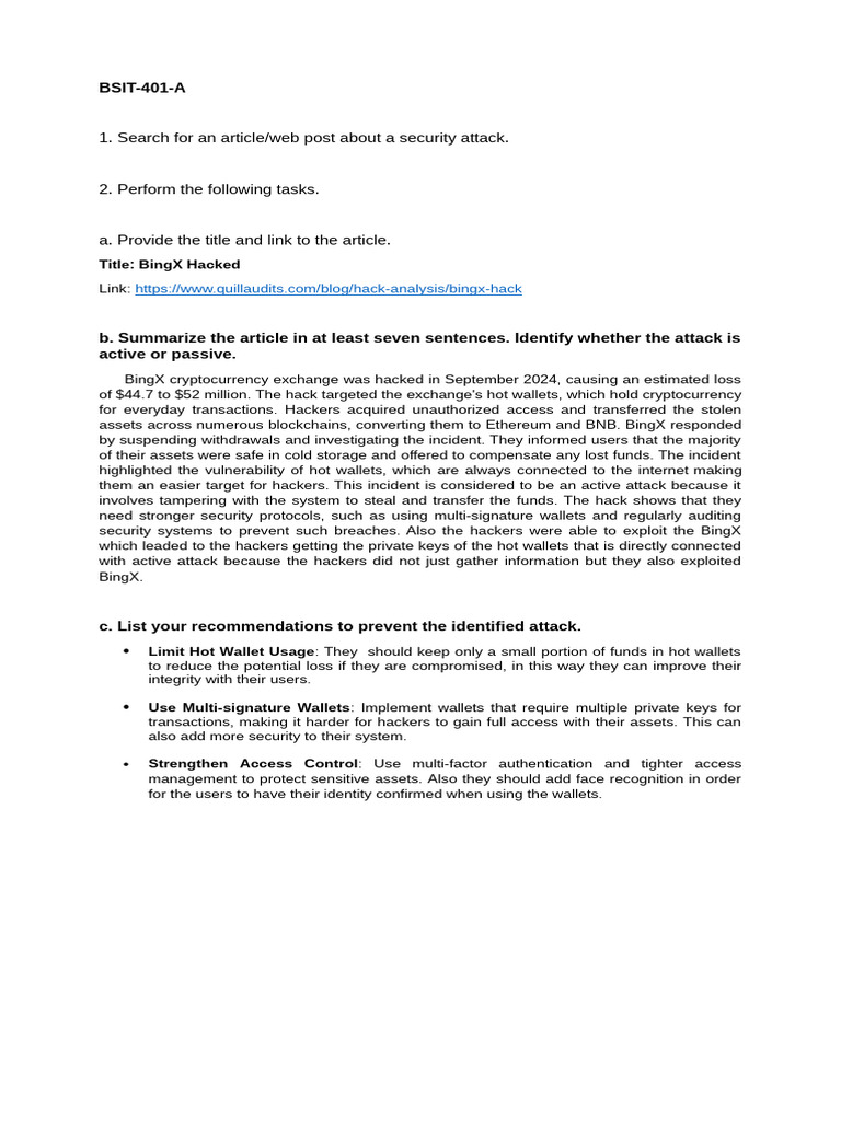 BingX Hack Analysis and Prevention Tips | PDF