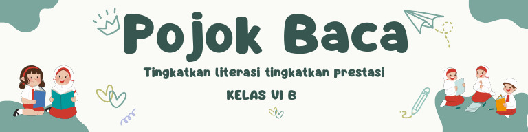 Pojok Baca Hiasan Perpustakaan Kelas Banner Spanduk Hijau Pastel ...