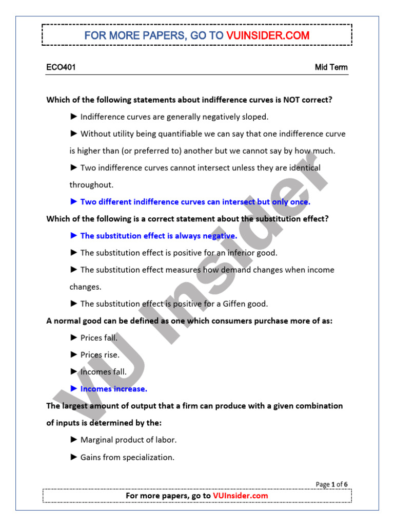 ECO401 Mid Term Past Paper 3 | PDF | Profit (Economics) | Marketing