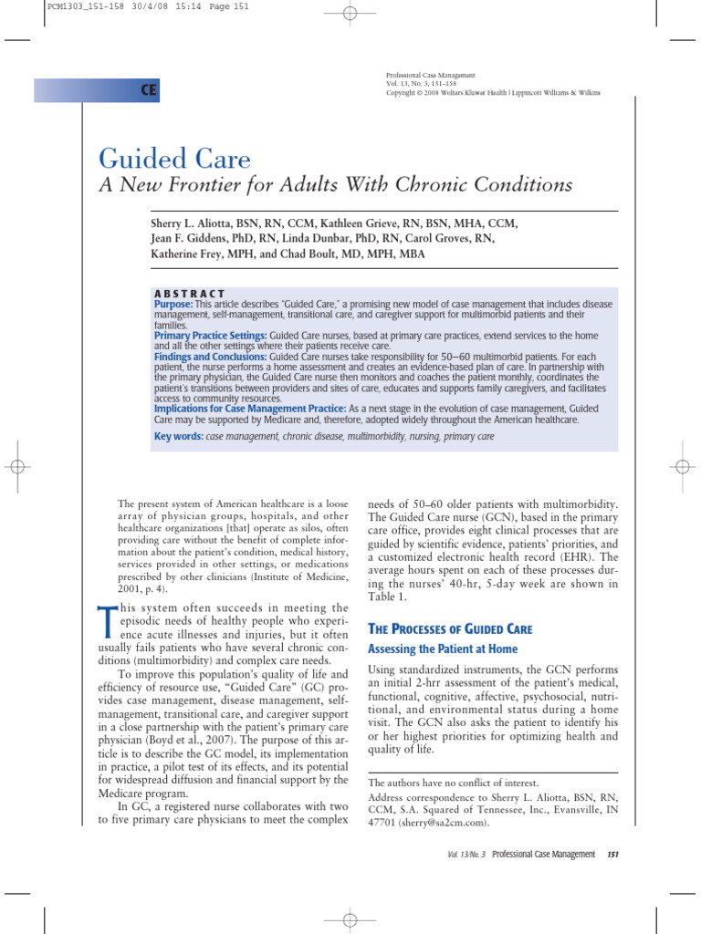 (EX)Guided care a new frontier for adults with chronic conditions ...