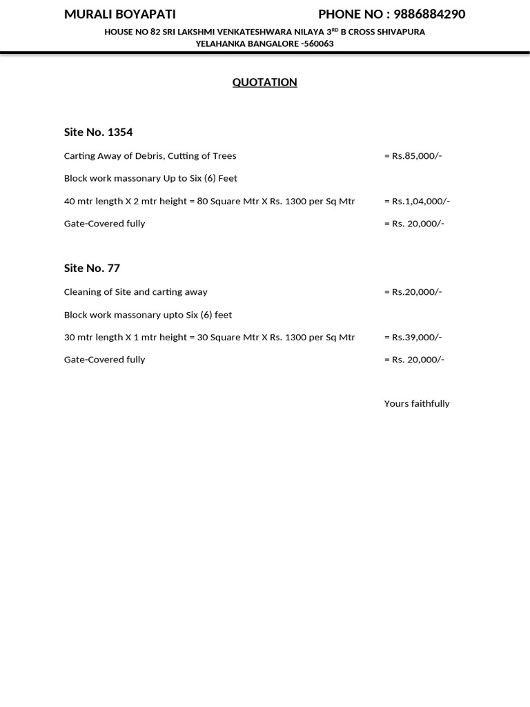 Quotation Murali | PDF