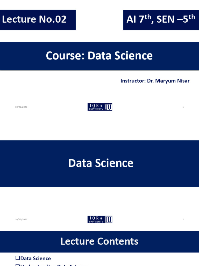Data Science Lecture No 02 Pdf Data Analysis Data Science