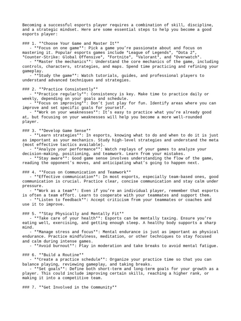 How To Be A Good Esports Player | PDF | Communication | Cognition