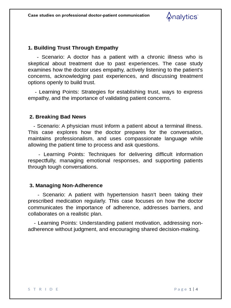 Case Studies - Professional Doctor-Patient Communication | PDF ...