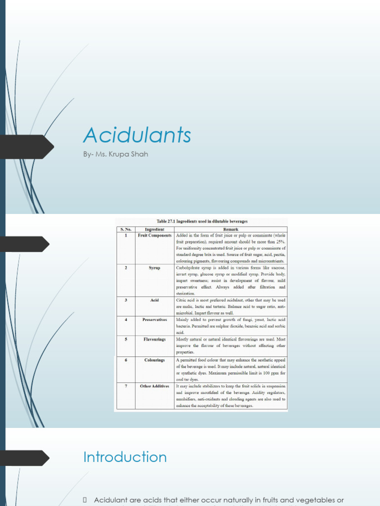 Acidulants | PDF | Drink | Acid