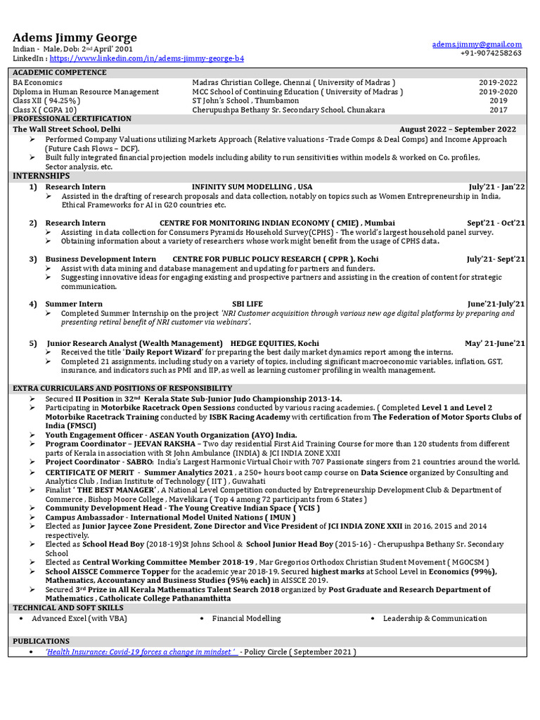 Sample Resume | PDF | Business | Economies