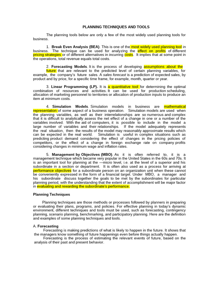 Handout Organization and Management Week 6 | PDF | Forecasting ...