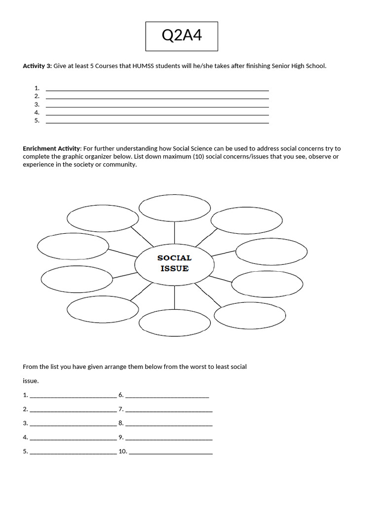Courses and Social Issues for HUMSS Students | PDF