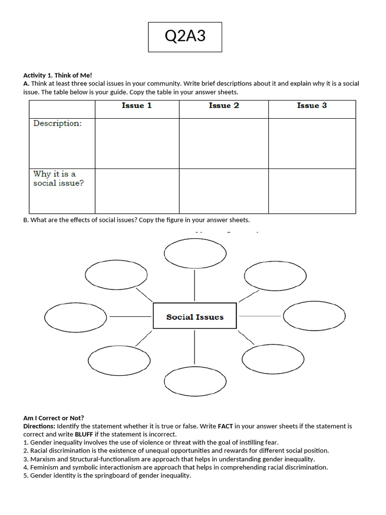 Social Issues and Advocacy Activities | PDF