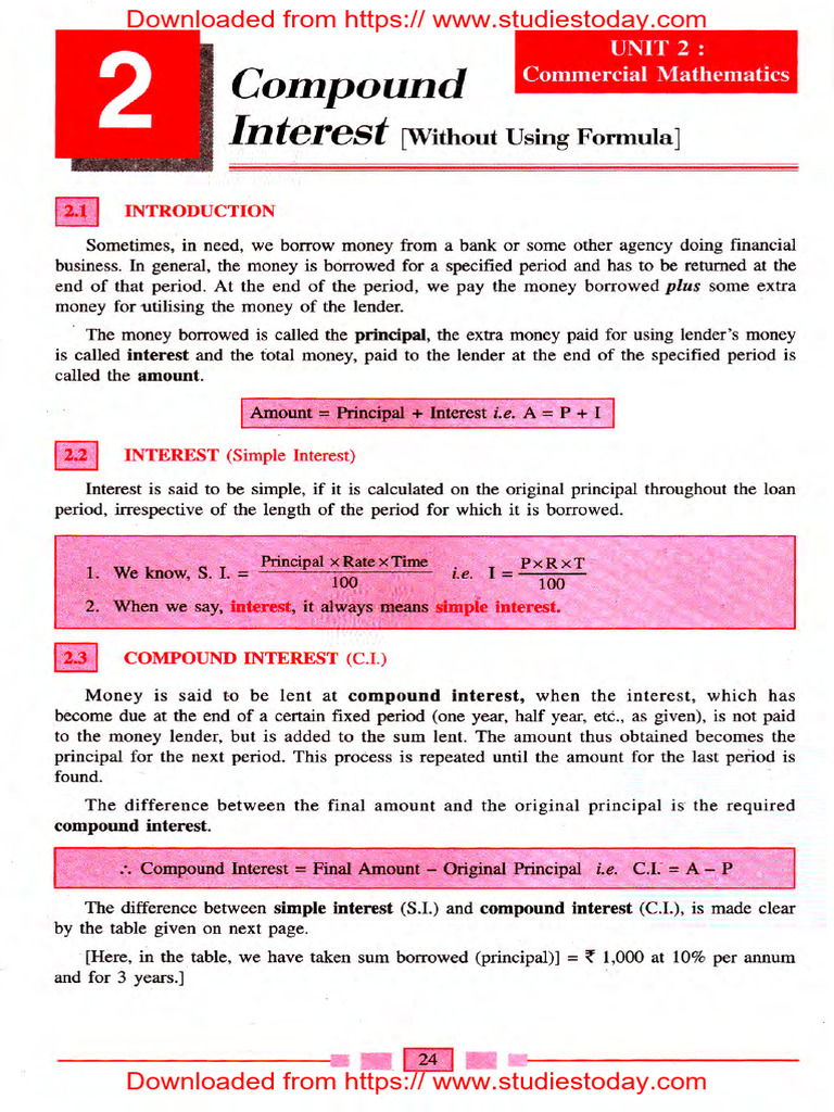 ICSE Class 9 Maths Chapter 02 Compound Interest Without Using Formula | PDF