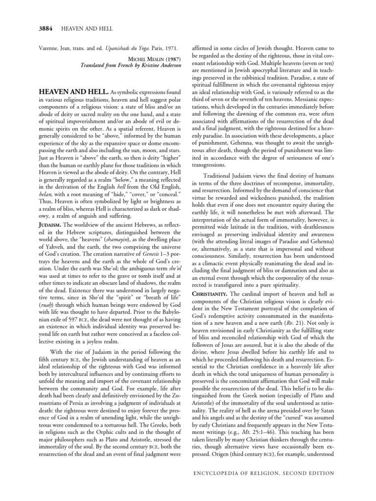 Encyclopedia of Religion, 2nded, Vol.6, 'Heaven and Hell' | PDF | Heaven | Hell