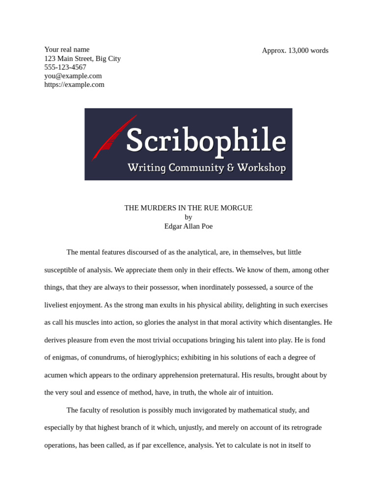Scribophile Short Story Formatting Template | PDF