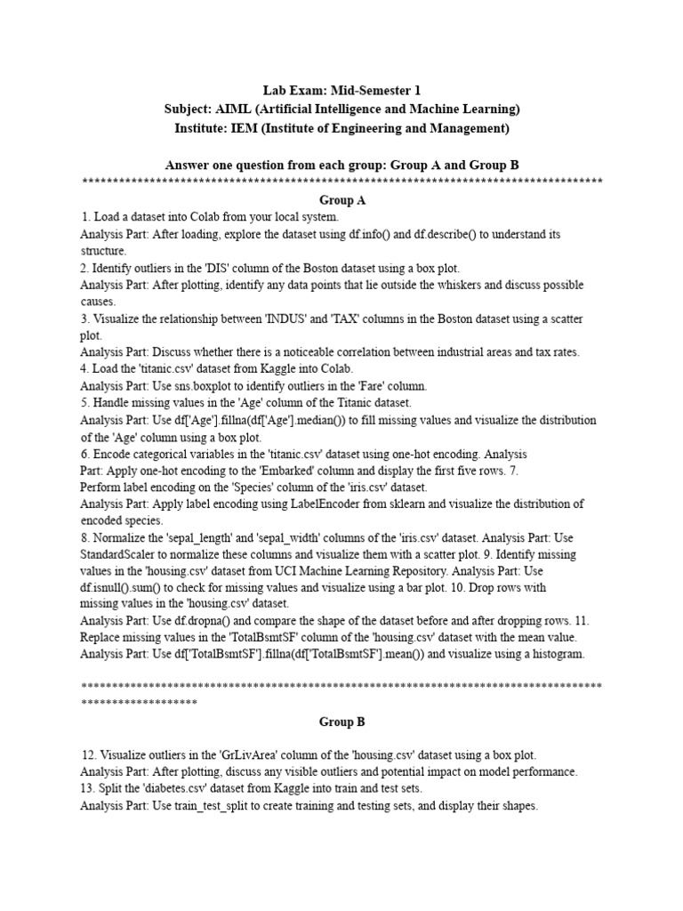 Lab_questionbank | PDF | Outlier | Machine Learning
