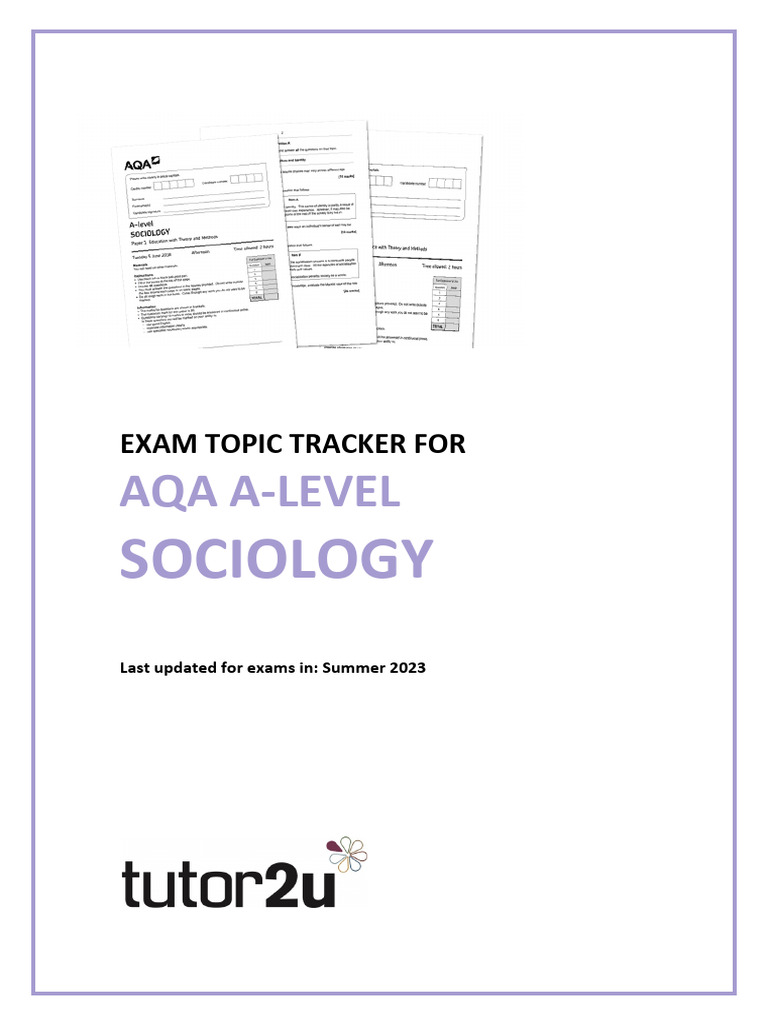 AQA A Level Sociology Exam Topic Tracker | PDF | Social Stratification ...